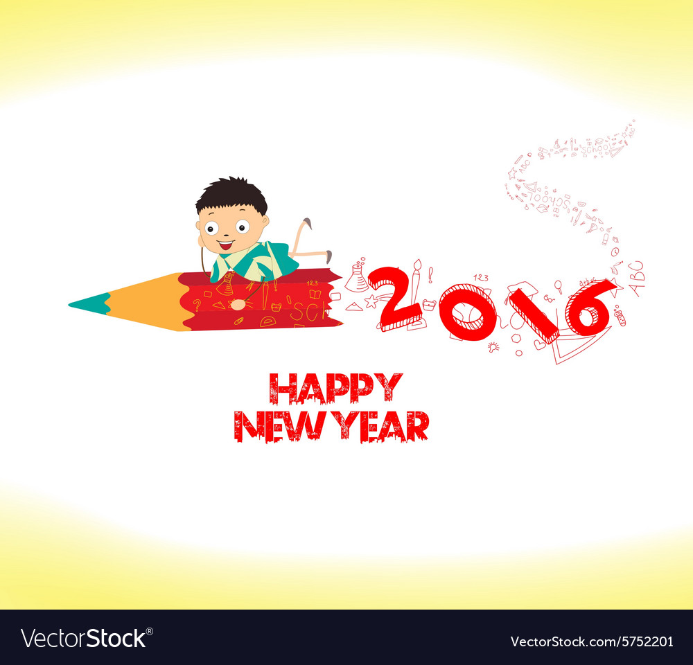 Happy new year 2016 welcome to school Royalty Free Vector