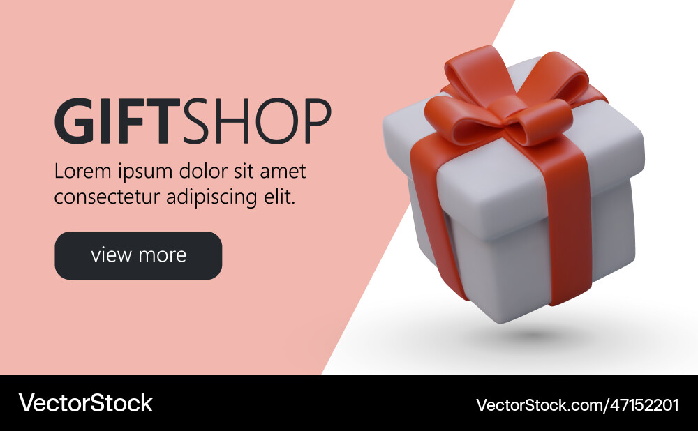 Horizontal promotion banner with 3d big beautiful Vector Image