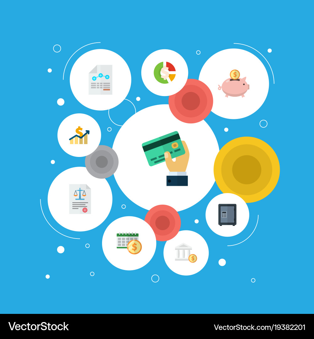 Icons flat style profit asset accumulation Vector Image