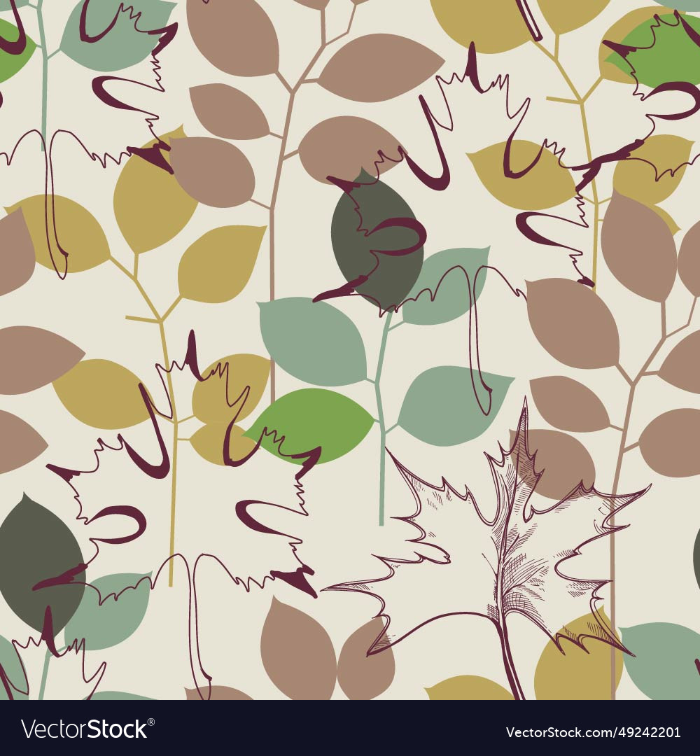 Maple fall leaf seamless pattern Royalty Free Vector Image