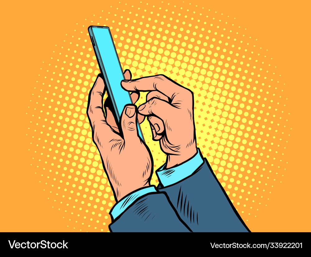 Men hands with a smartphone business internet Vector Image