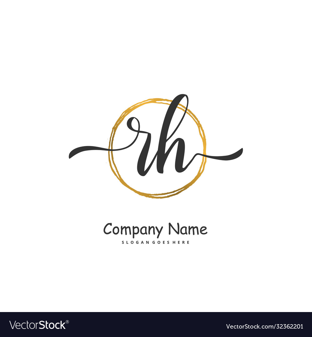 R h rh initial handwriting and signature logo Vector Image