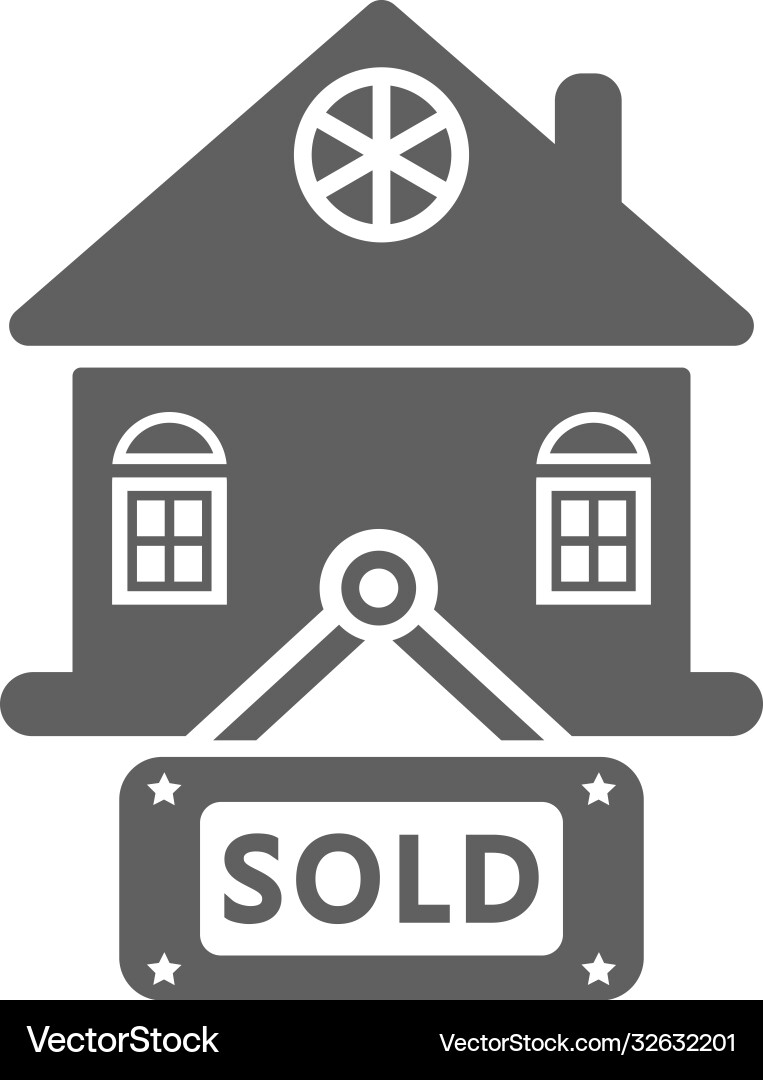 Real estate sold symbol gray icon Royalty Free Vector Image