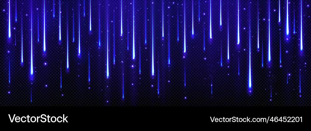 Realistic blue light effect of meteor rain in sky Vector Image