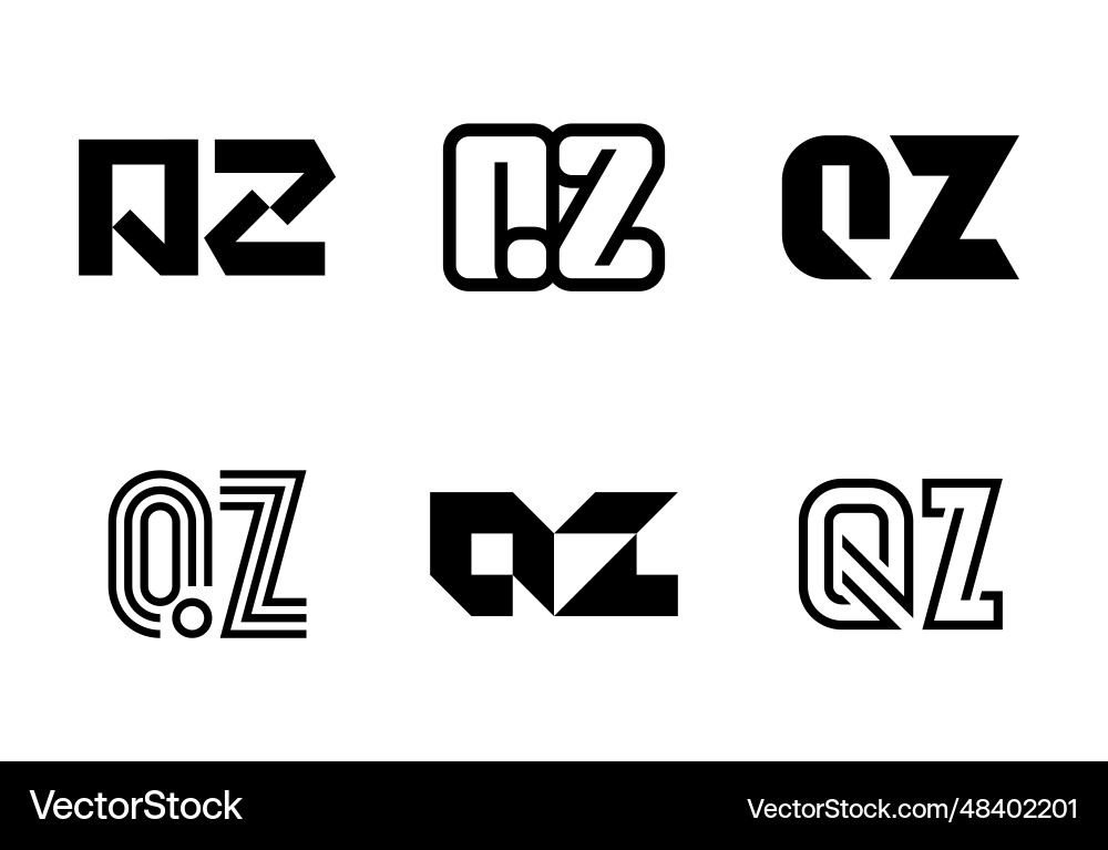 Set of letter qz logos Royalty Free Vector Image