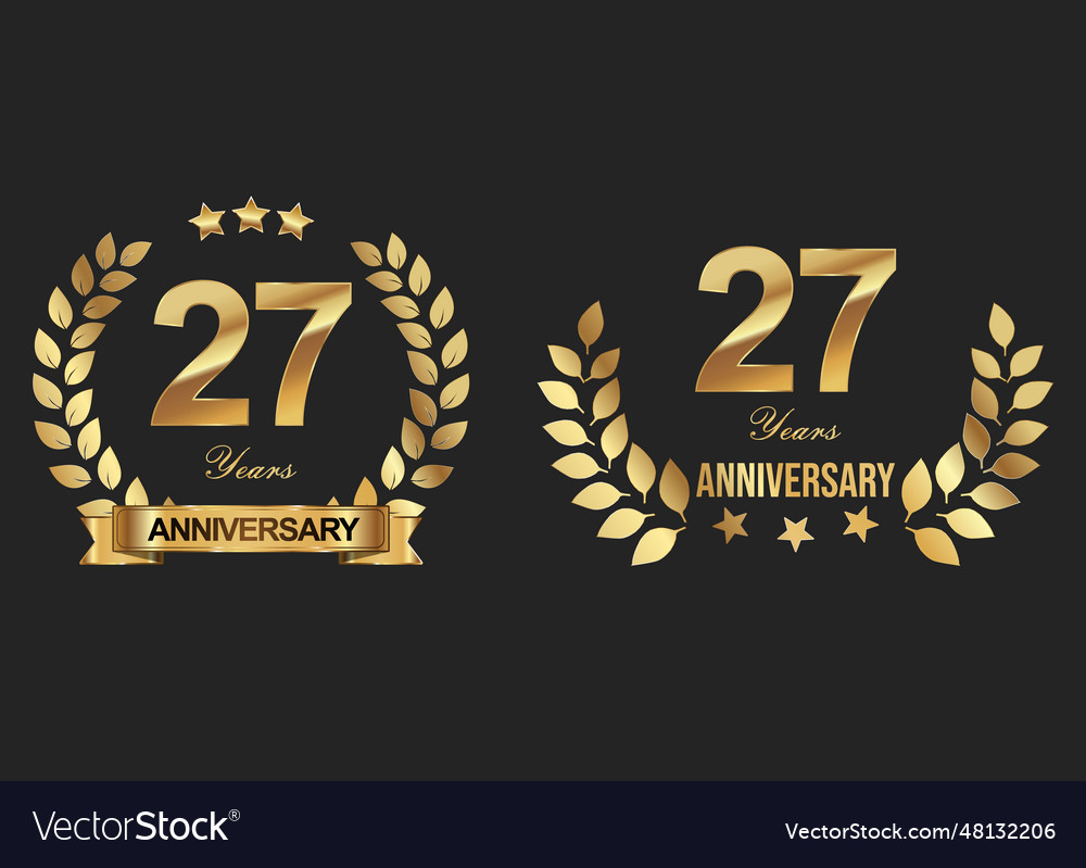 27 gold anniversary celebration logo with golden Vector Image