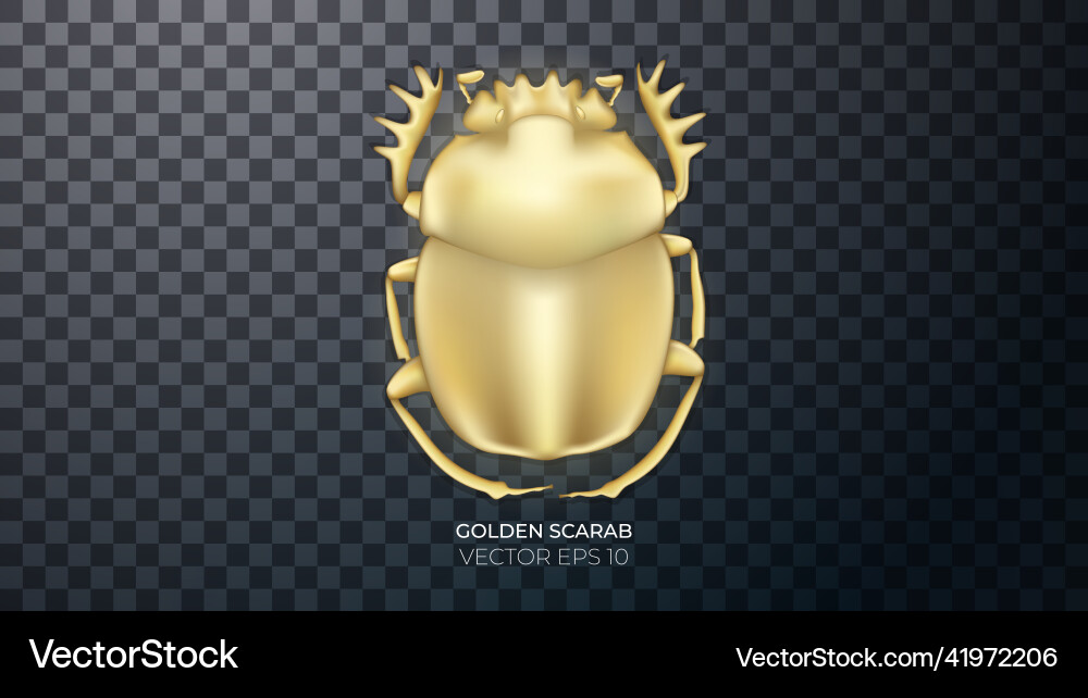 3d golden scarab beetle with highlights Royalty Free Vector