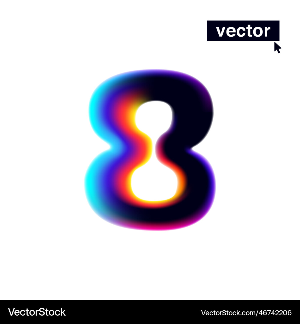 8 logo number eight with neon glitch multicolor Vector Image