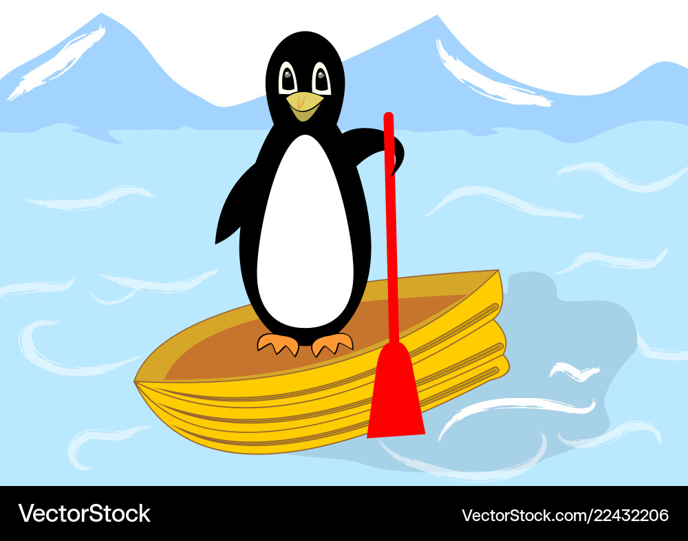 Beautiful penguin floating on a yellow inflatable Vector Image