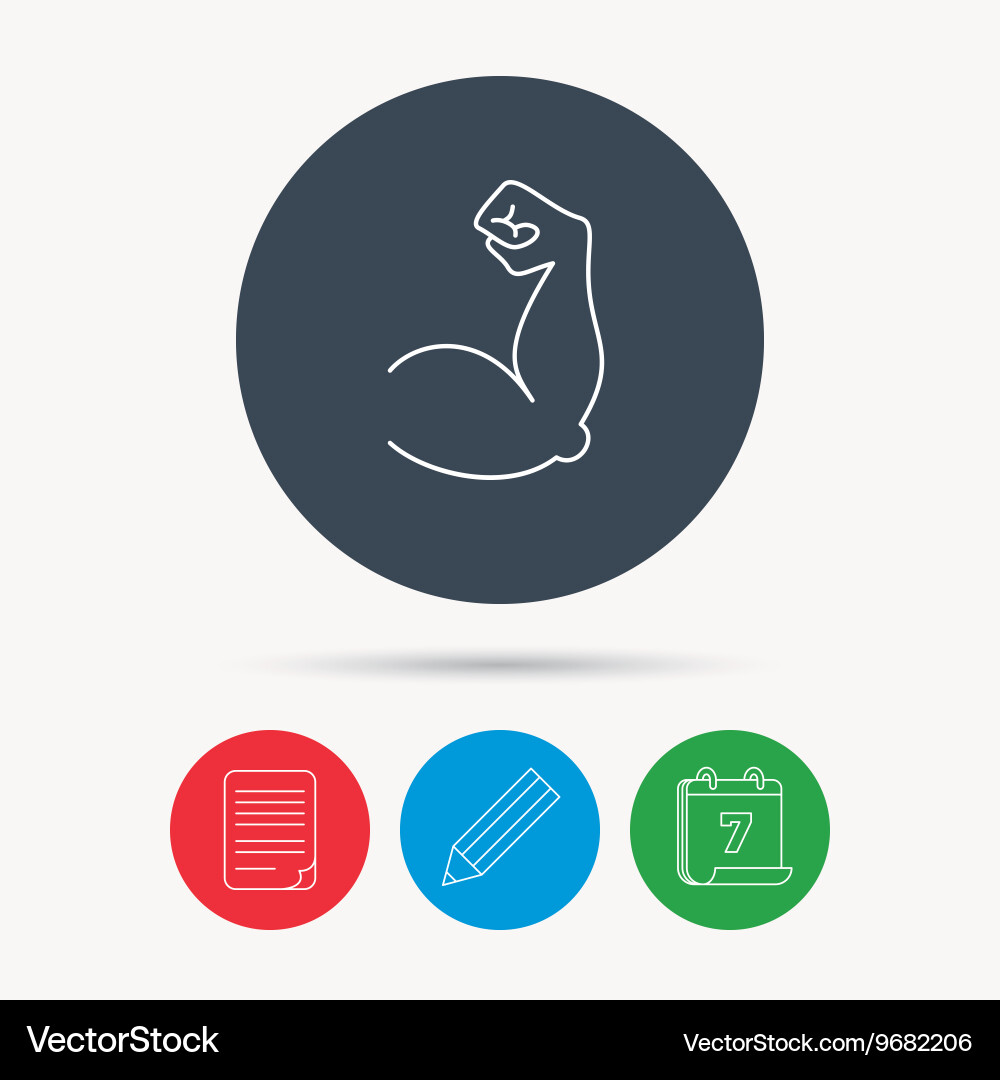 Biceps muscle icon Bodybuilder strong arm sign Vector Image