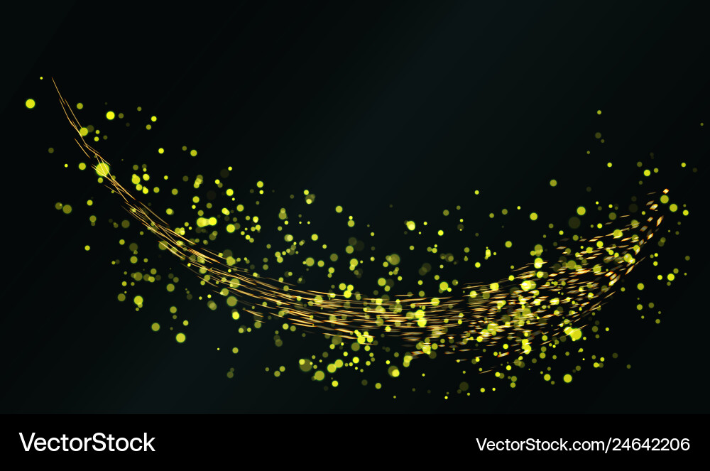 Golden sparks flying on a black background Vector Image