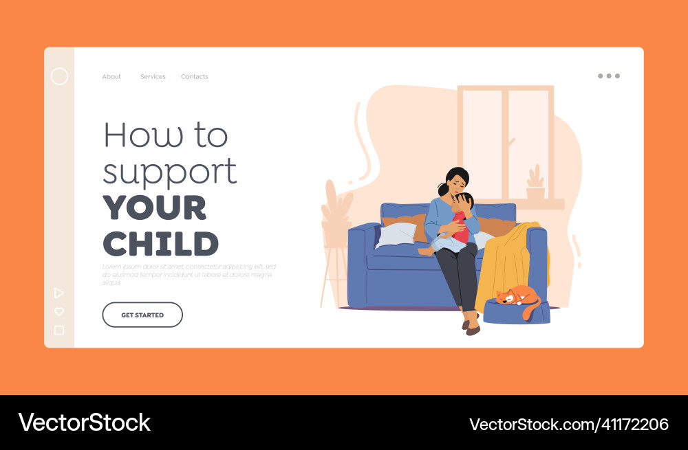How to support your child landing page template Vector Image