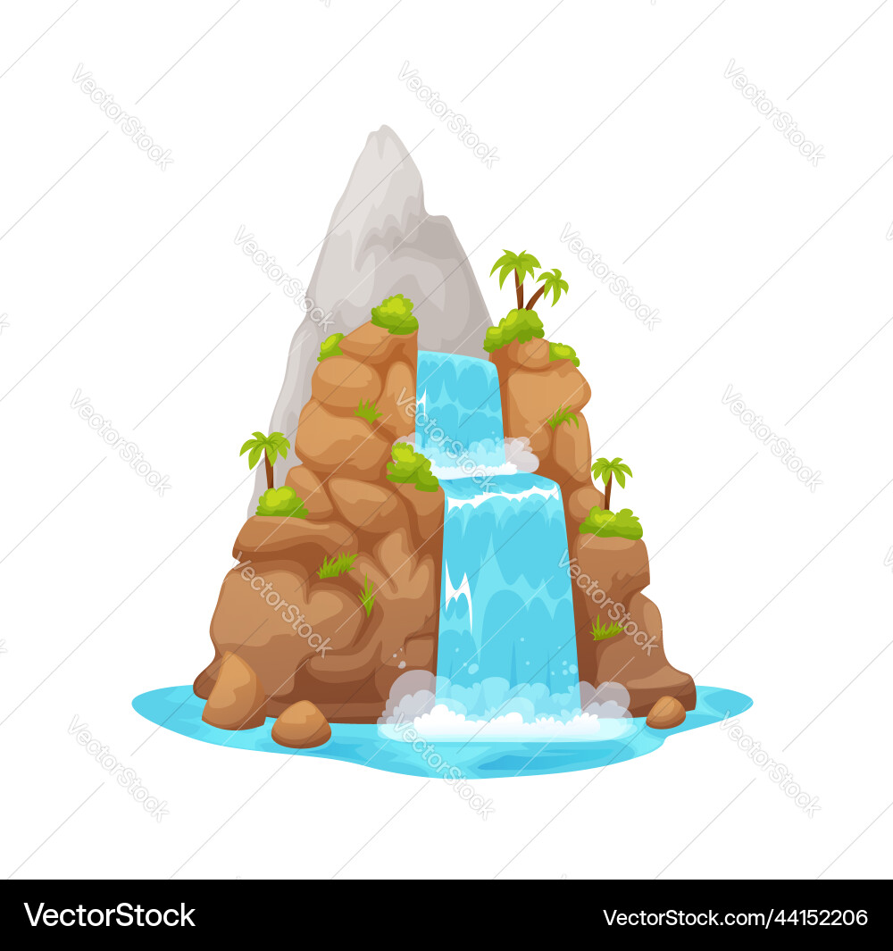 Jungle river waterfall cartoon water cascade Vector Image
