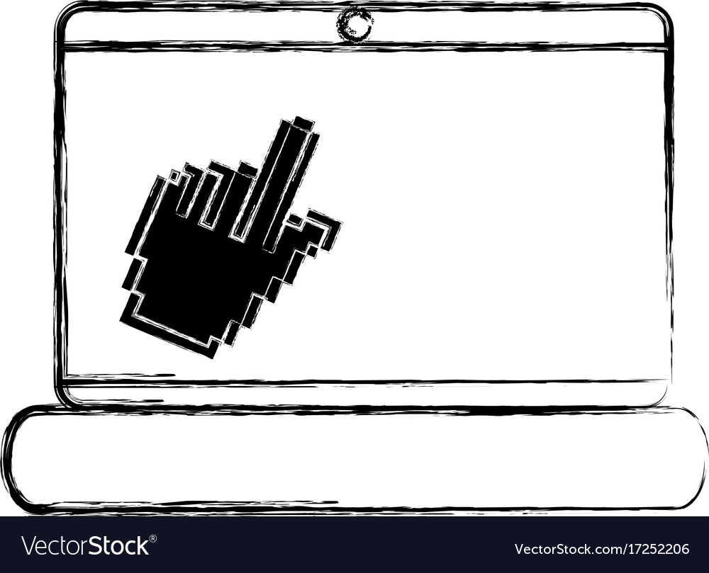 Laptop computer with mouse pointer Royalty Free Vector Image