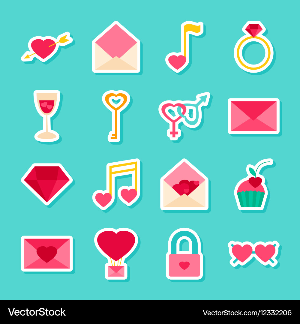 Love valentines day stickers Royalty Free Vector Image