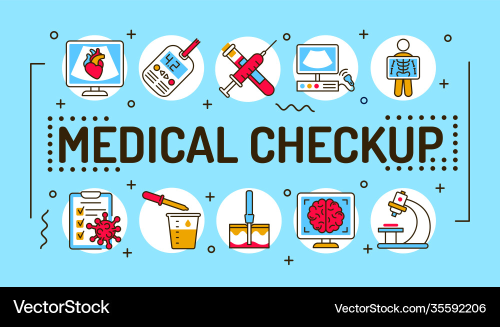 Medical checkup word lettering typography Vector Image