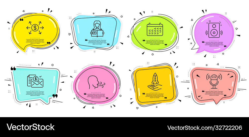 Microphone calendar and speakers icons set Vector Image
