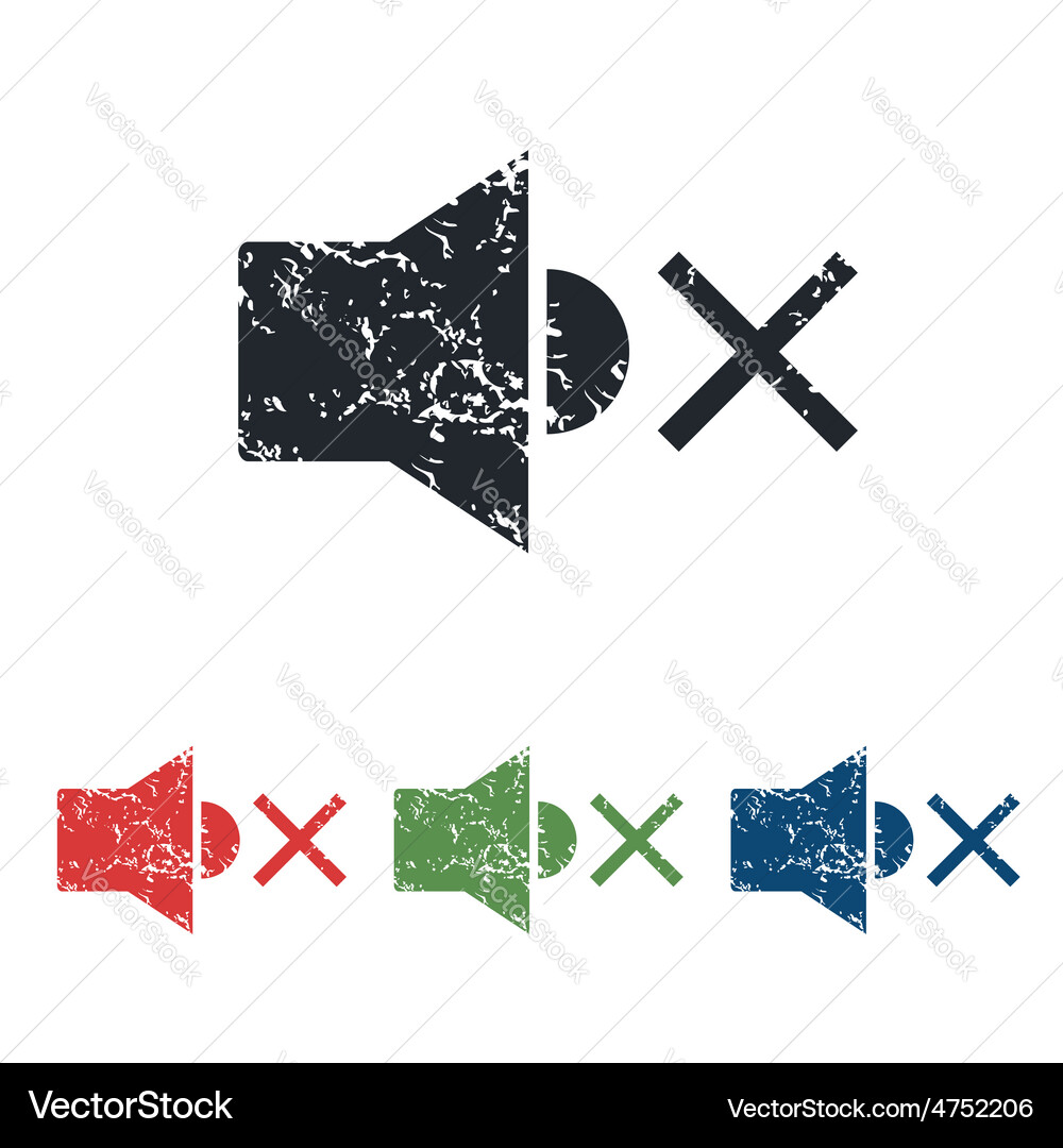 Muted sound grunge icon set Royalty Free Vector Image