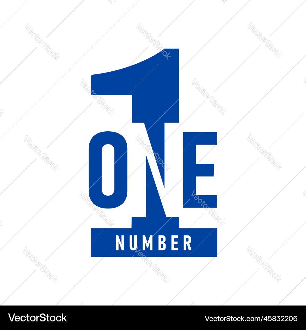 Number one icon blue and white isolated emblem Vector Image