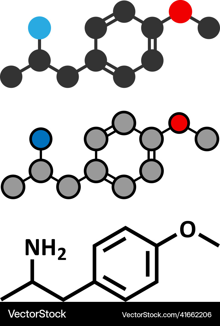 P-methoxyamphetamine pma hallucinogenic drug Vector Image
