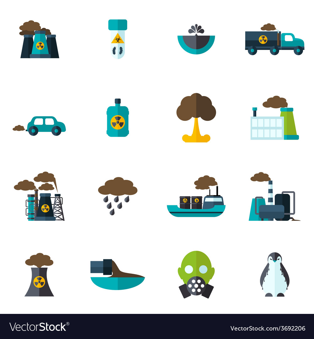 Pollution icon flat Royalty Free Vector Image - VectorStock