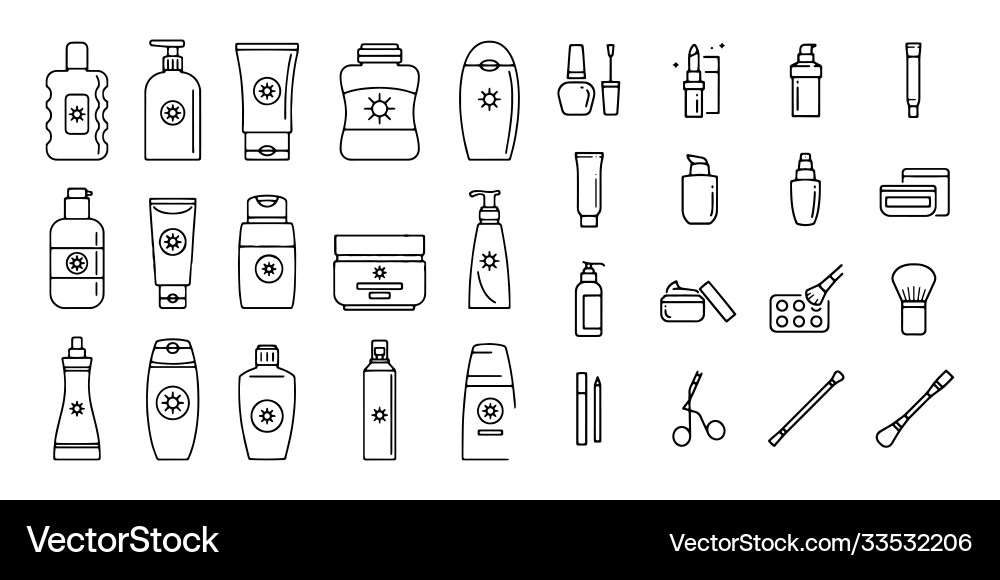 Products cosmetic icon set isolated on white Vector Image