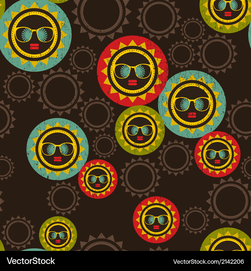 Seamless pattern with sun and black woman face Vector Image