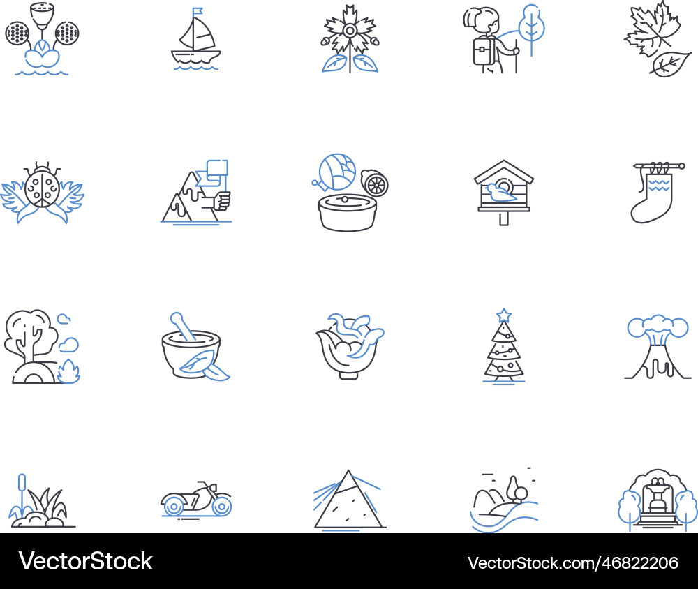 Seasons line icons collection winter spring Vector Image