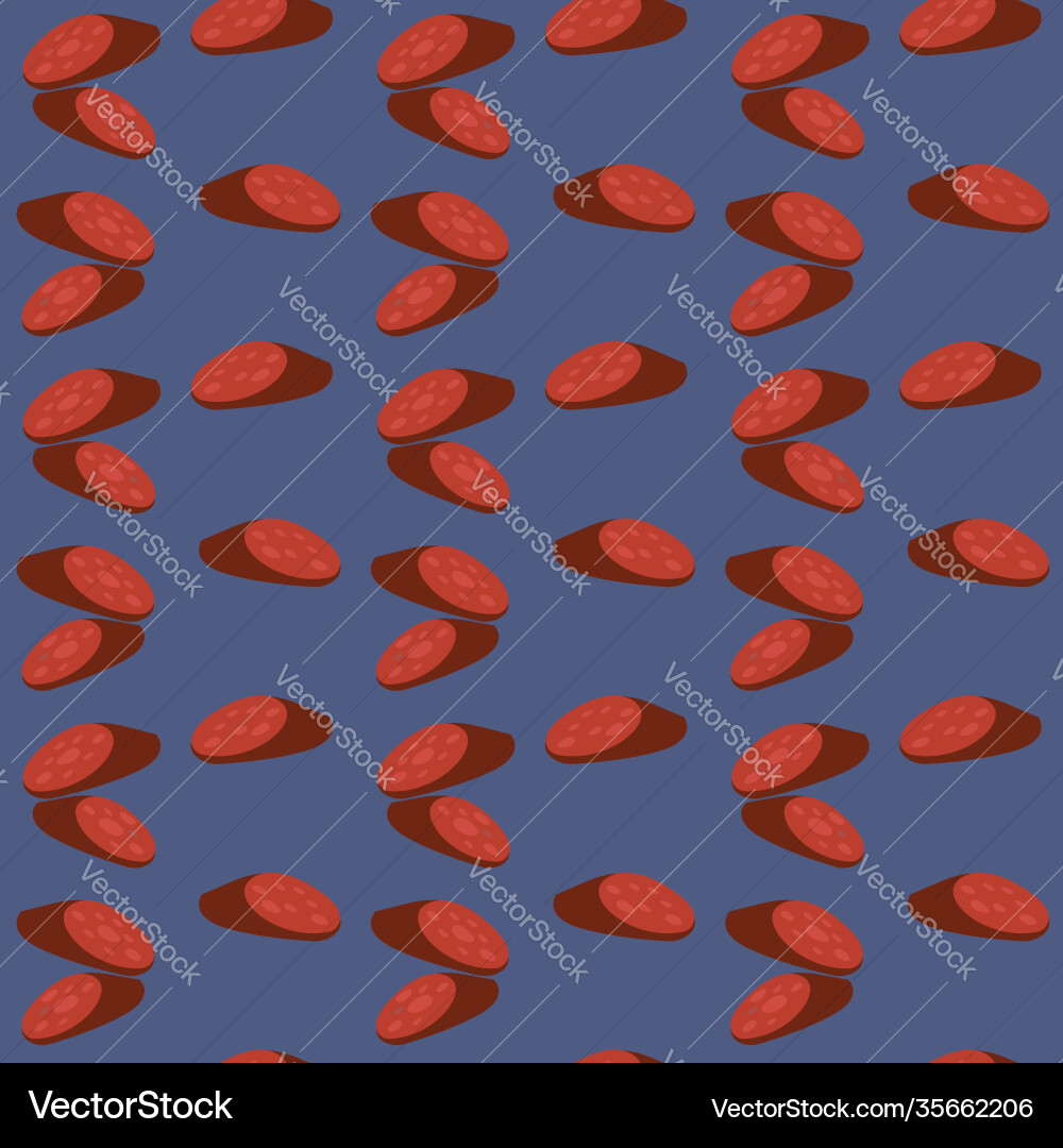 Tasty sausage piecesseamless pattern on dark Vector Image