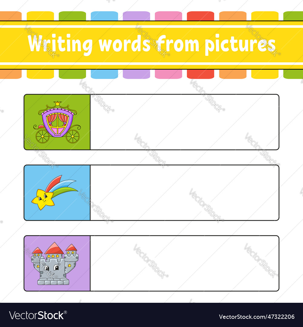 Writing words from pictures education developing Vector Image