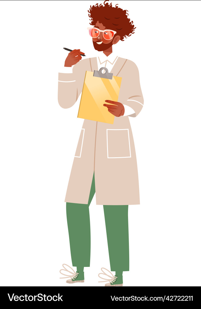 African american man scientist with pen Royalty Free Vector