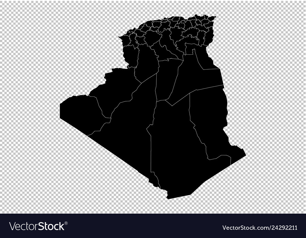 Algeria map - high detailed black Royalty Free Vector Image Algeria map - high detailed black Royalty Free Vector Image