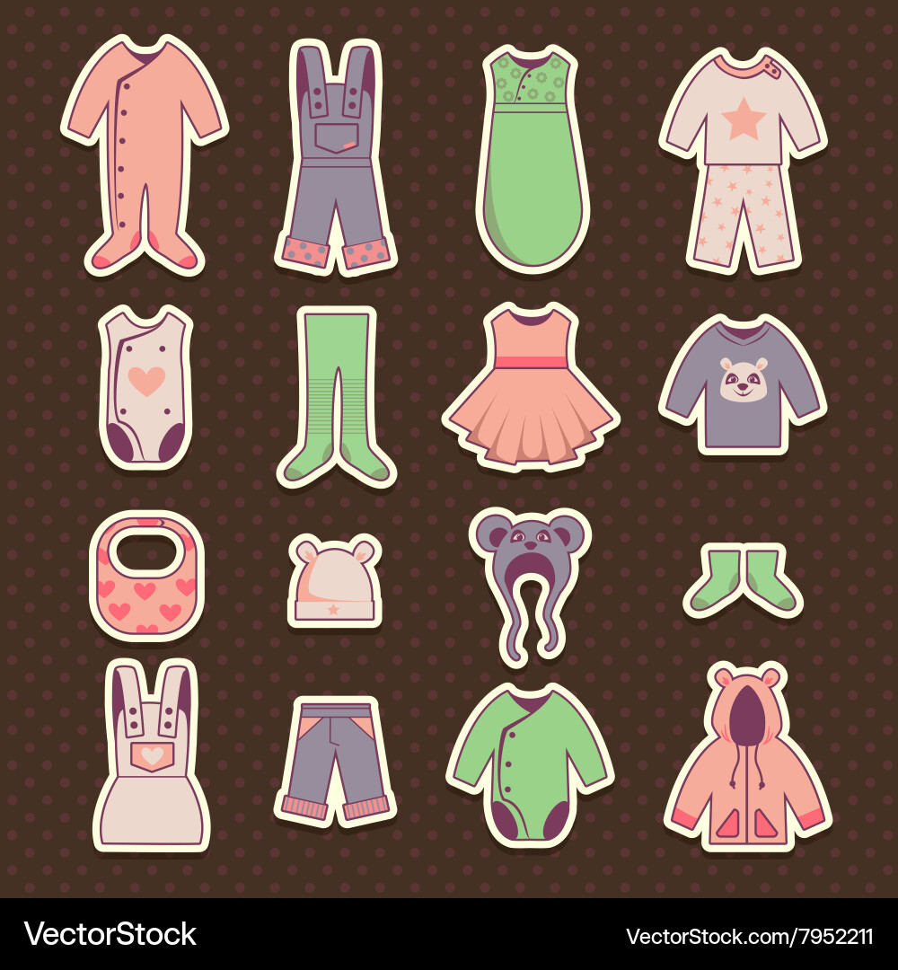 Baby cloth icons set Royalty Free Vector Image