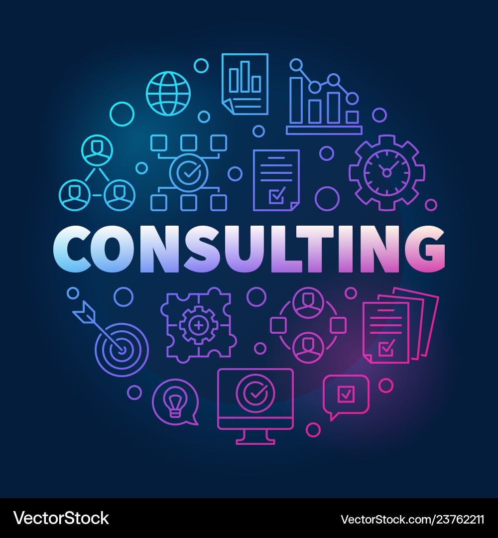 Consulting round colorful outline Royalty Free Vector Image