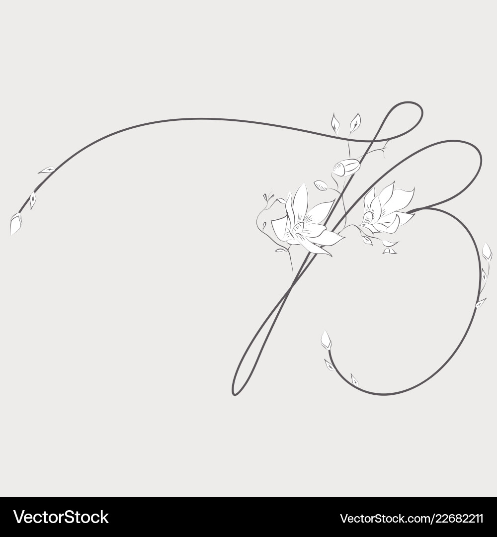 Hand drawn floral b monogram and logo Royalty Free Vector