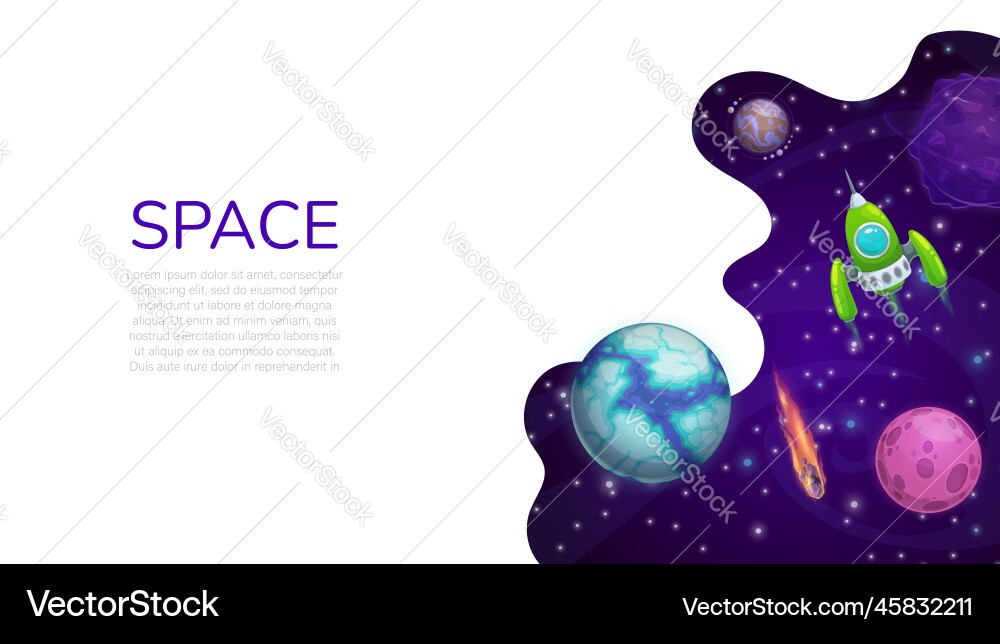 Landing page space cartoon galaxy planets Vector Image
