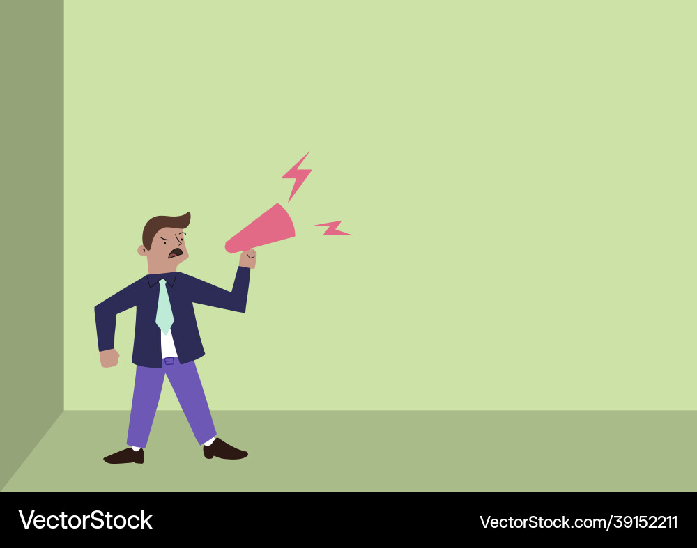 Man drawing standing firmly shouting over Vector Image