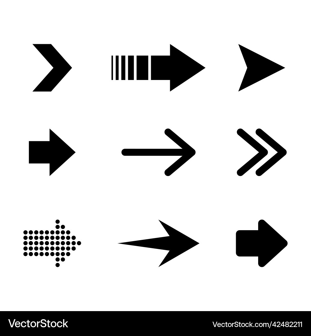 Set of black arrows icon Royalty Free Vector Image