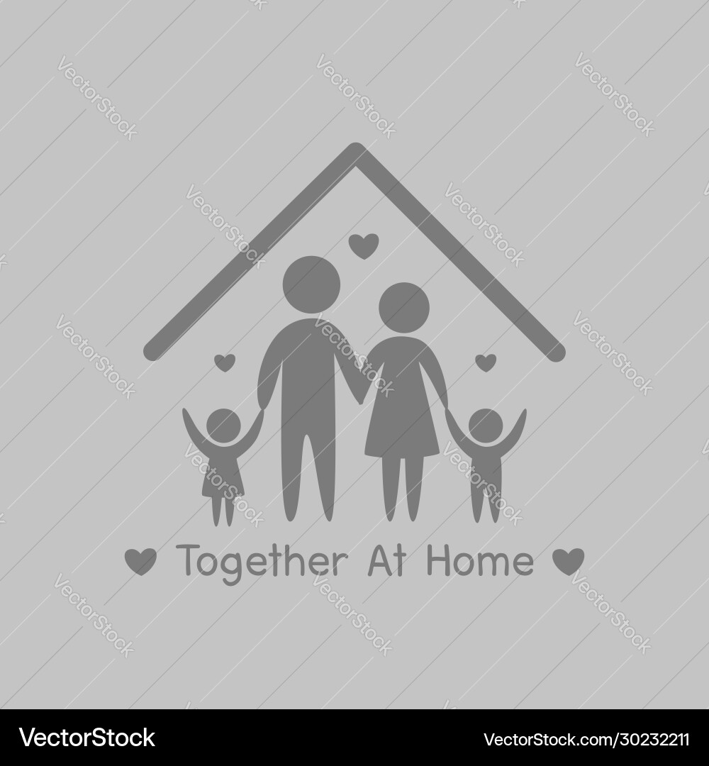 Together at home campaign stay safe Royalty Free Vector