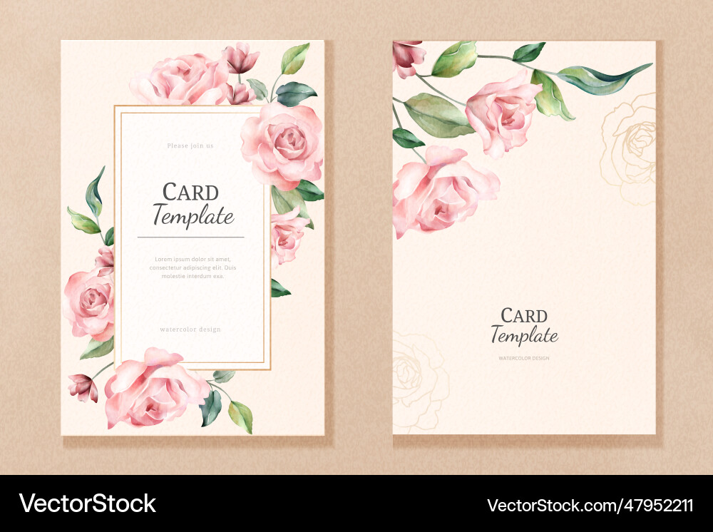Watercolor roses card design Royalty Free Vector Image