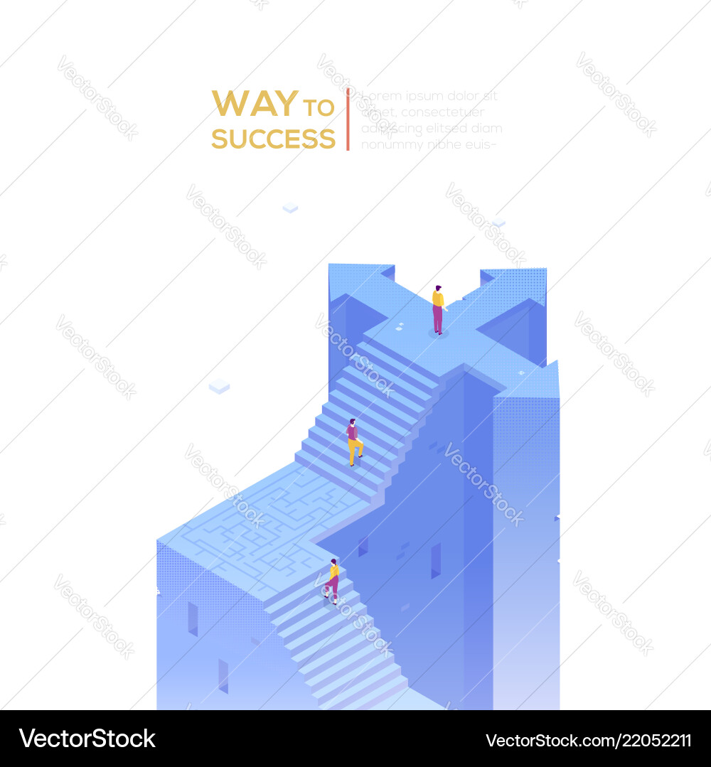 Way to success - modern isometric banner Vector Image