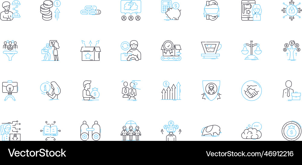 Business opening linear icons set inauguration Vector Image