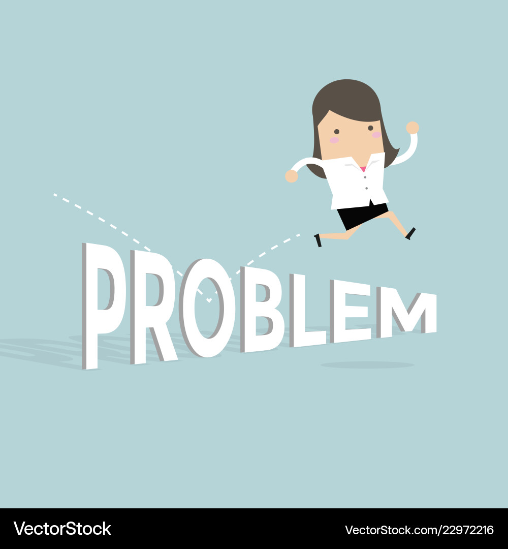 Businesswoman jump over the problem Royalty Free Vector