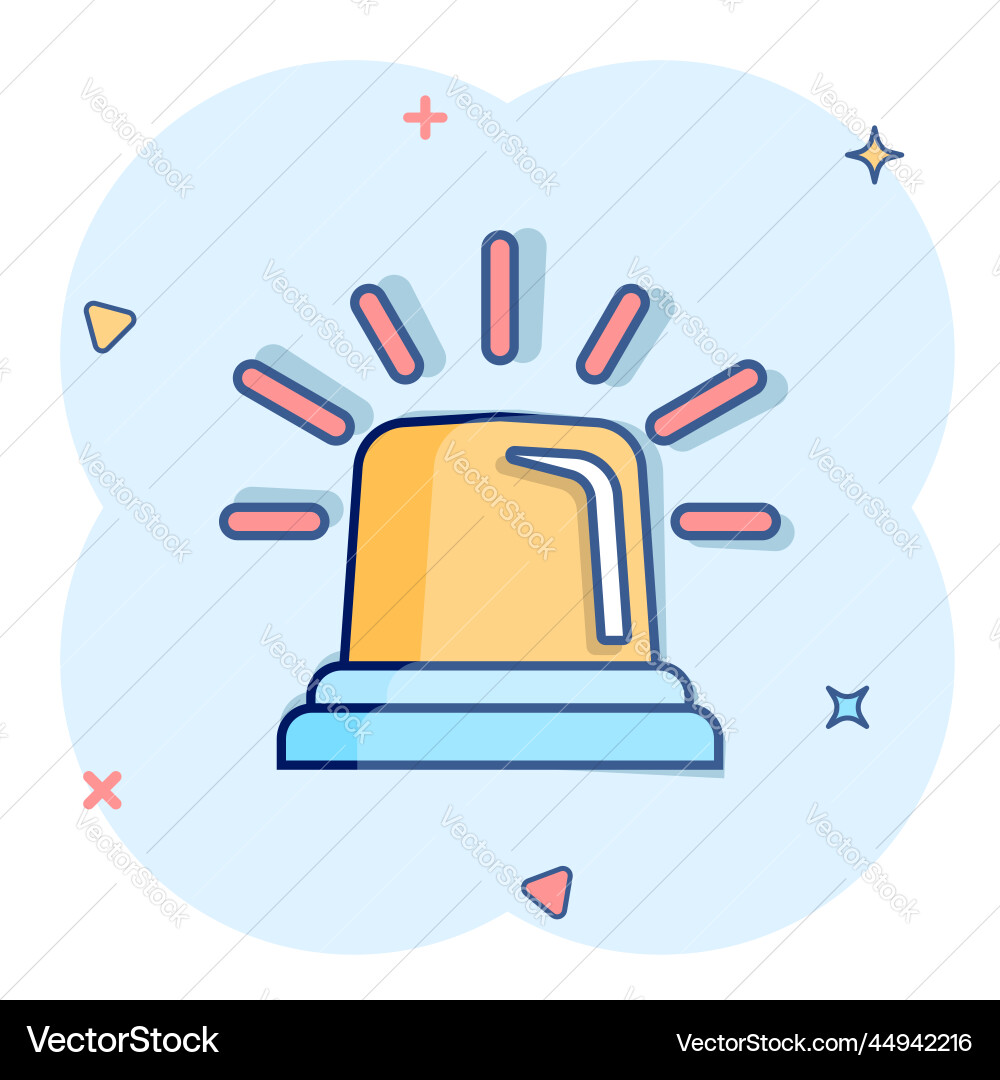 Emergency alarm icon in comic style alert lamp Vector Image