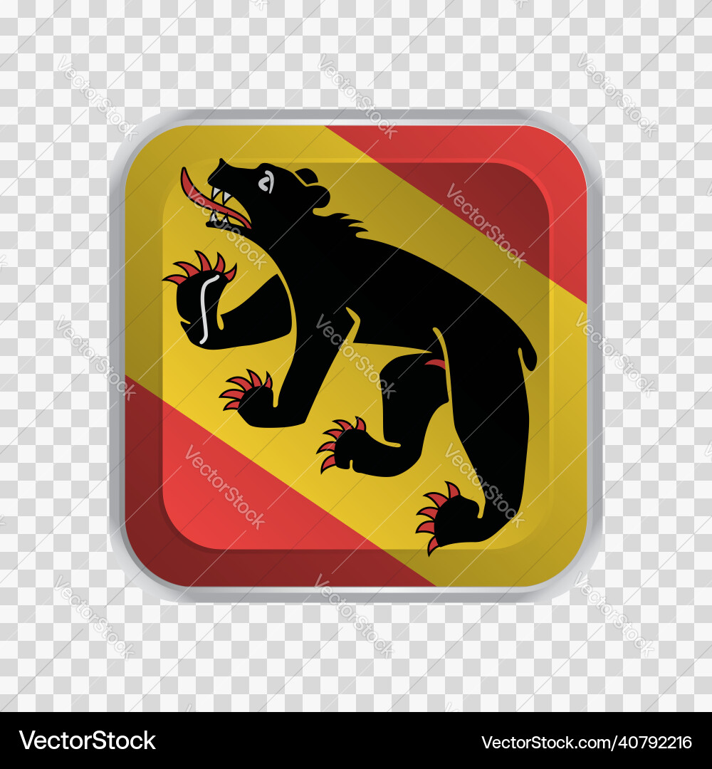 Flag of bern switzerland on square button Vector Image
