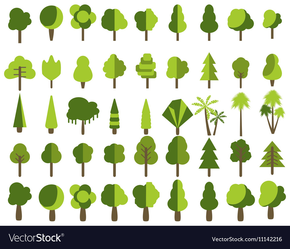 Flat trees in a design Royalty Free Vector Image