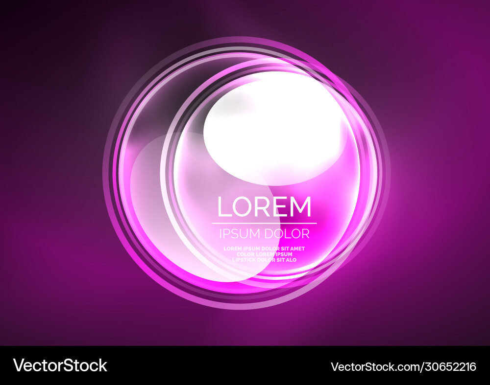 Glowing neon shiny transparent bubbles glass Vector Image