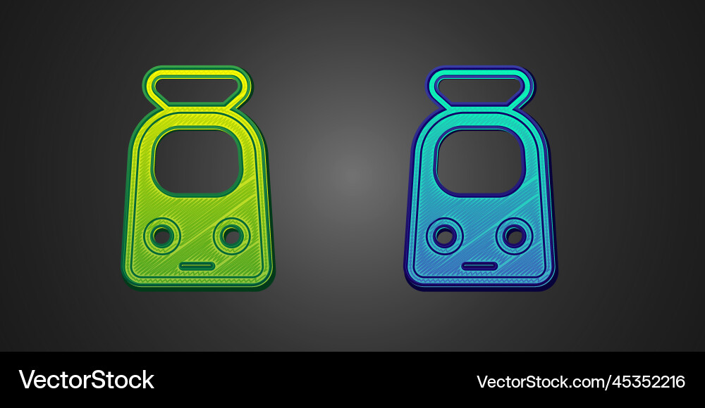 Green and blue train and railway icon isolated Vector Image