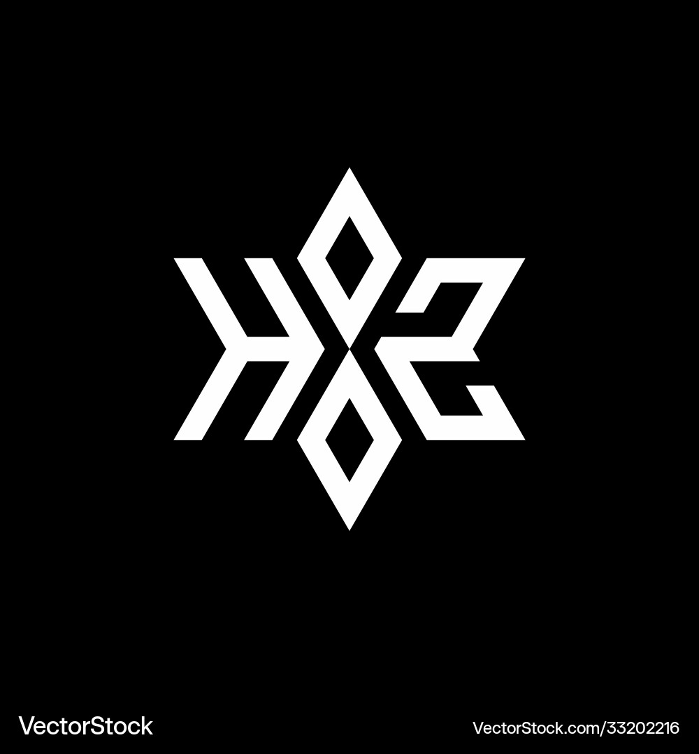 Hz monogram logo with star shape and luxury style Vector Image