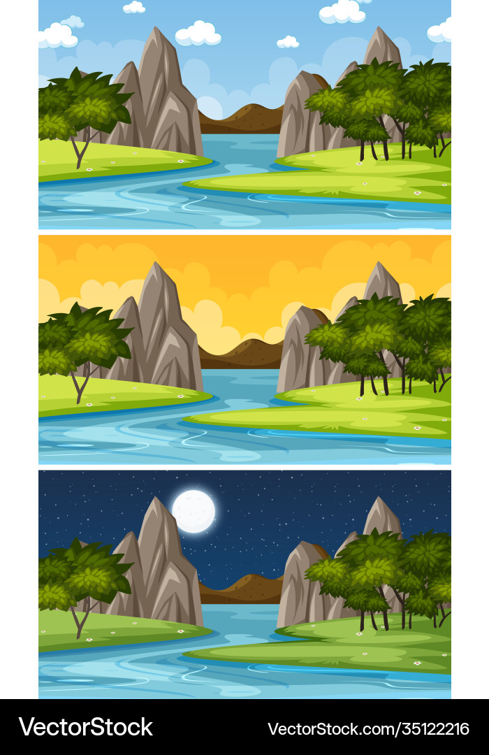 Nature landscape scene at different times day Vector Image